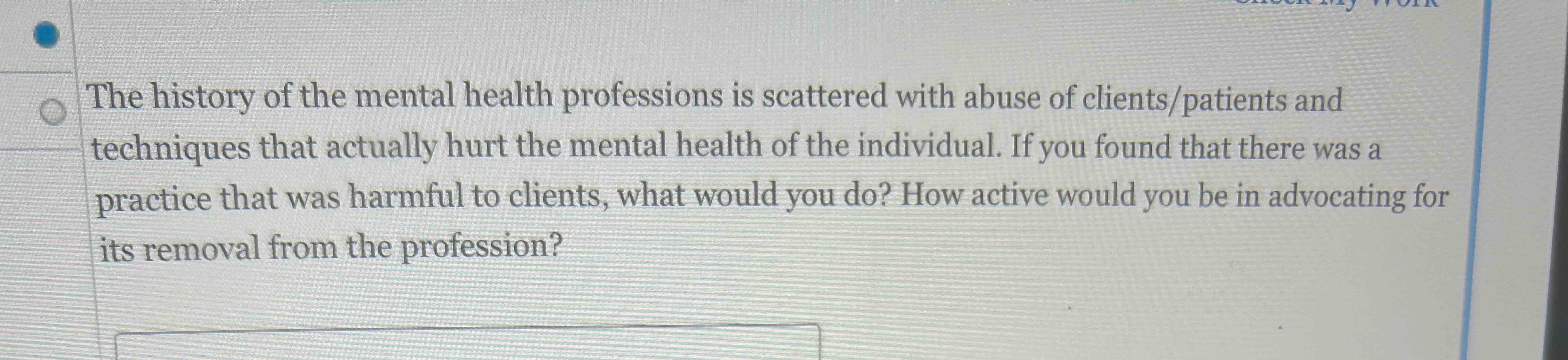 Solved The history of the mental health professions is | Chegg.com