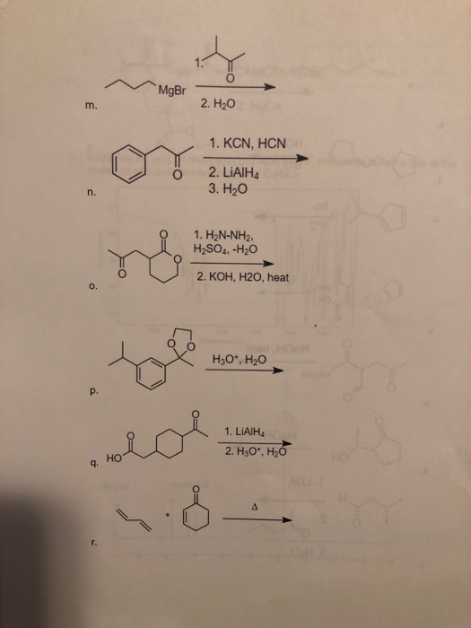 Solved MgBr 2. H20 m. 1. KCN, HCN 3. H20 n. 1. H2N-NH2. O | Chegg.com