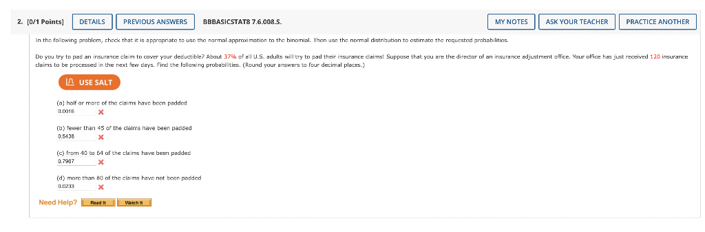 Solved 2. [0/1 Points] DETAILS PREVIOUS ANSWERS BBBASICSTAT8 | Chegg.com