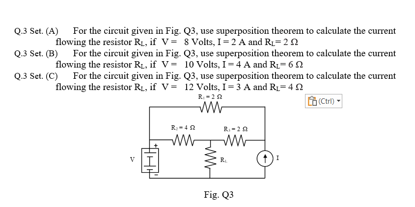 Solved Q.3 Set. (A) For the circuit given in Fig. Q3, use | Chegg.com