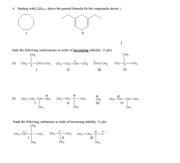 Solved 4. Starting with CH2n+2, derive the general formula | Chegg.com