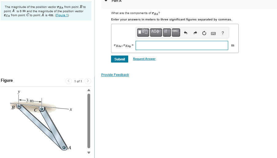 Solved The magnitude of the position vector rBA ﻿from point | Chegg.com