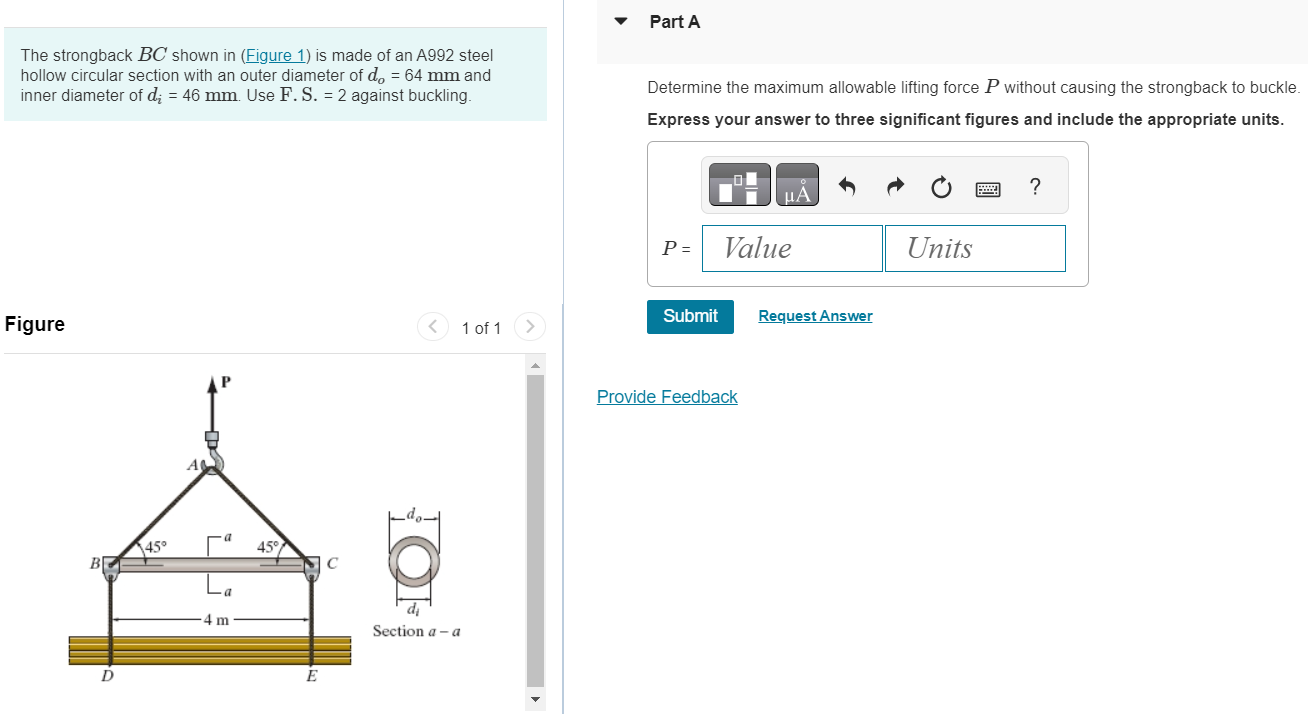 Solved The strongback BC shown in is made of an A992 steel | Chegg.com