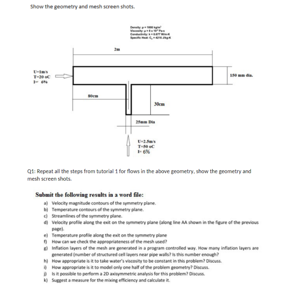 Show the geometry and mesh screen shots. Density: | Chegg.com