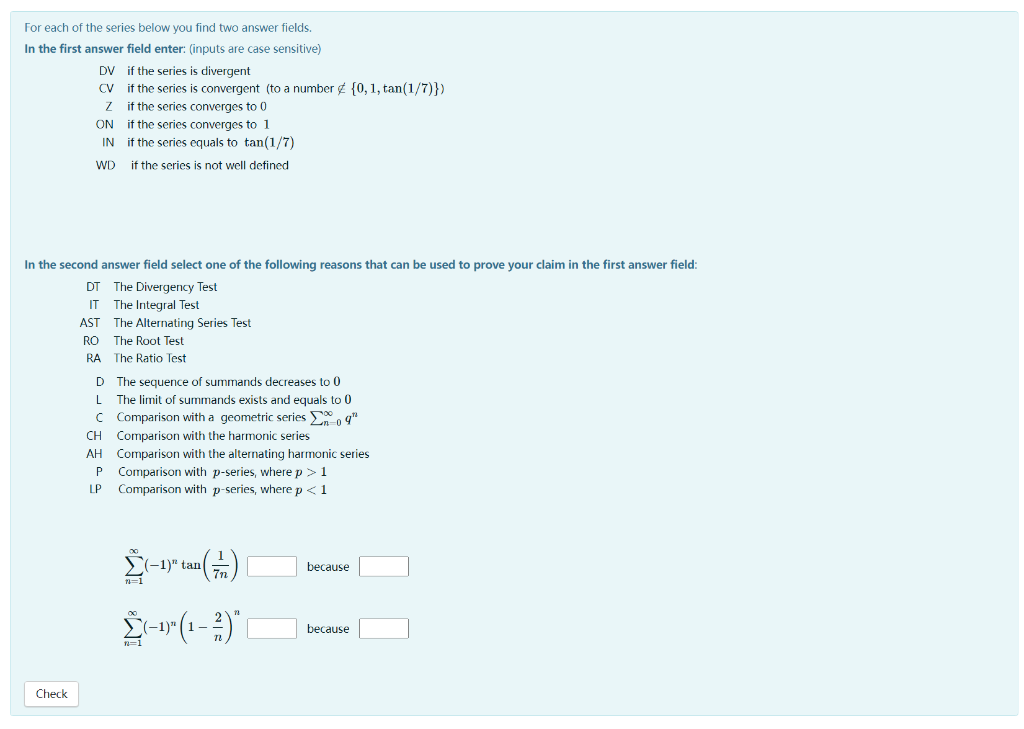 Solved For each of the series below you find two answer | Chegg.com