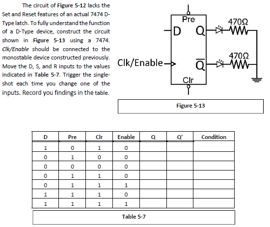 Solved Pre 4702 DOW The circuit of Figure 5-12 lacks the Set | Chegg.com