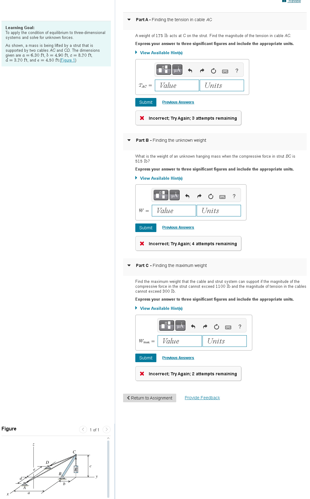 Solved As shown, a mass is being lifted by a strut that is | Chegg.com
