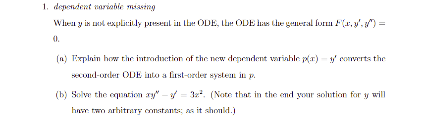 Solved 1. dependent variable missing When y is not | Chegg.com