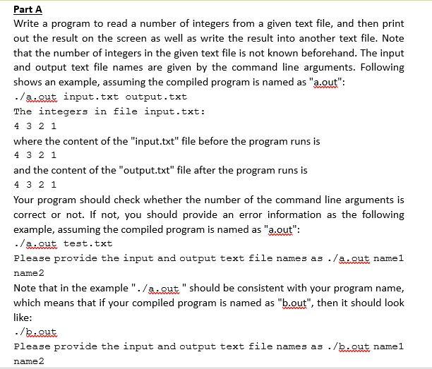 Solved Part A Write a program to read a number of integers | Chegg.com