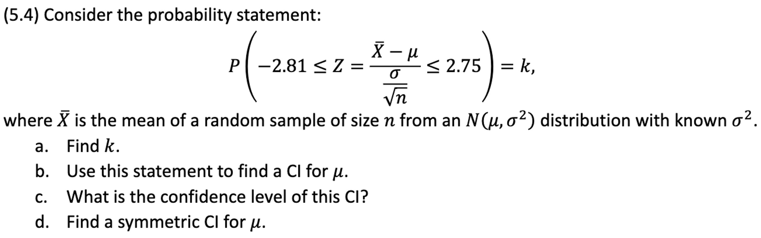 Solved (5.4) ﻿Consider the probability | Chegg.com