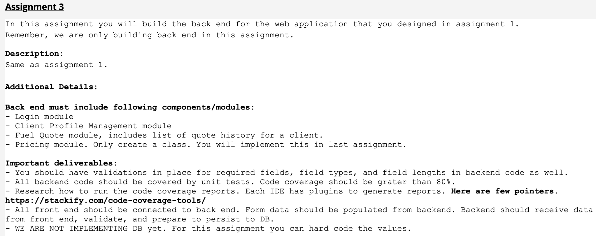 Assignment 3 In this assignment you will build the | Chegg.com