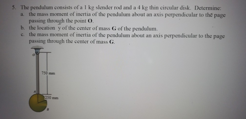 Solved The pendulum consists of a 1 kg slender rod and a 4 | Chegg.com