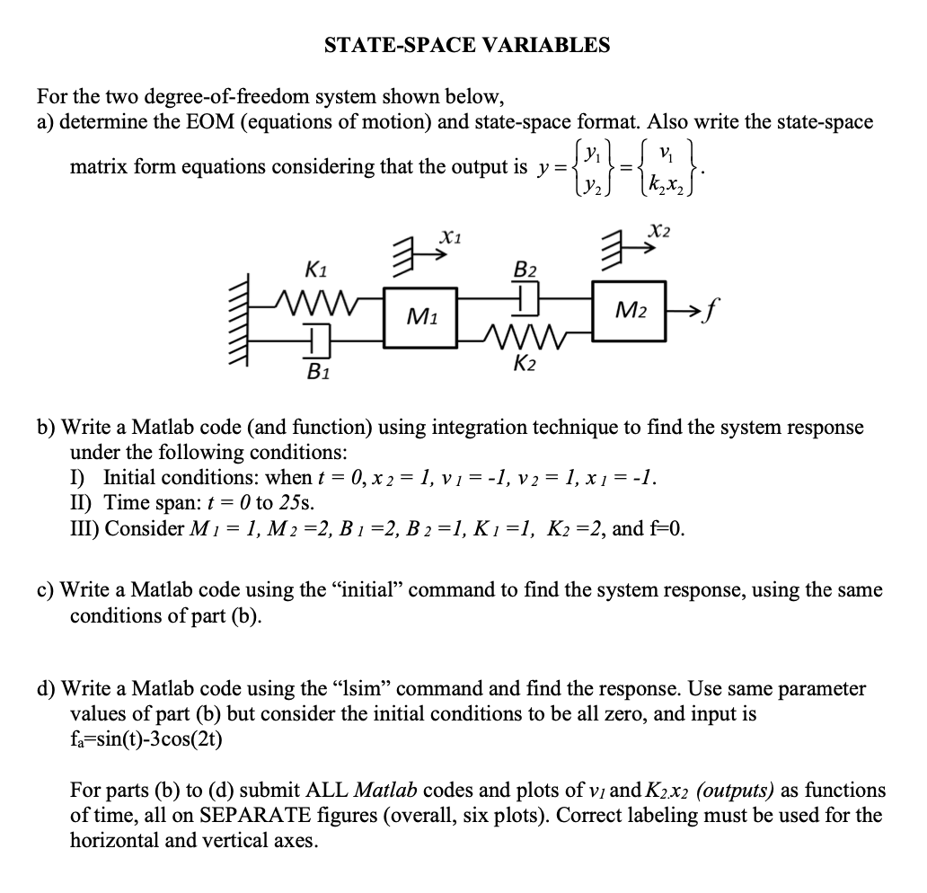 Solved STATE-SPACE VARIABLESFor the two degree-of-freedom | Chegg.com