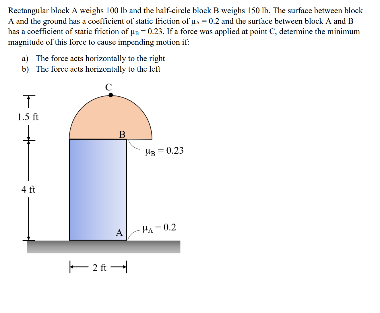 Solved Rectangular block A weighs 100lb and the half-circle | Chegg.com Solved Rectangular block A weighs 100lb and the half-circle | Chegg.com