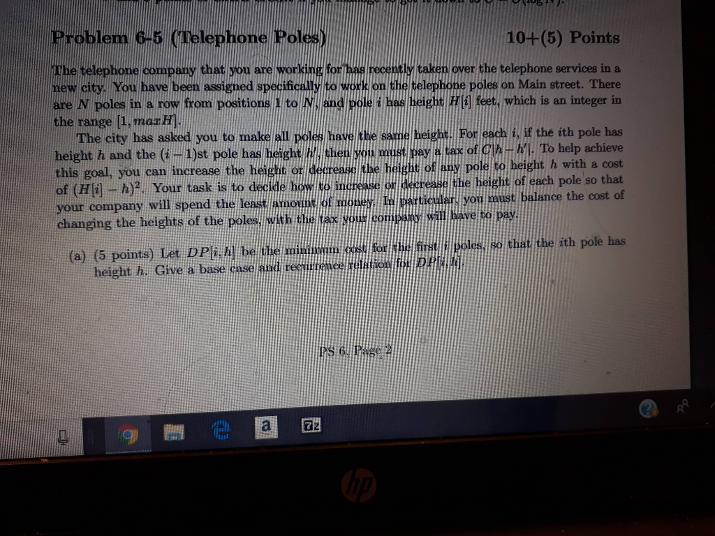 Problem 6-5 (Telephone Poles) 10+(5) Points The | Chegg.com
