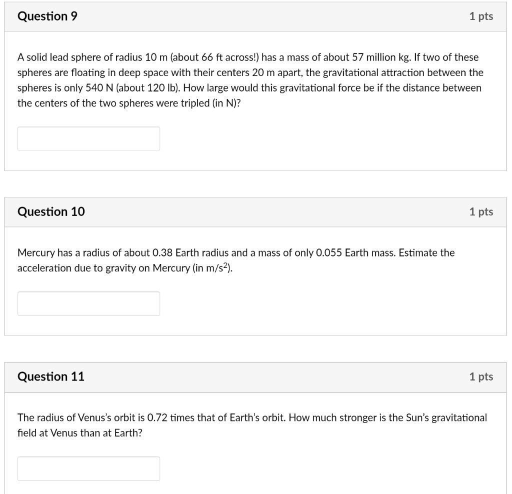 Solved Question 9 1 pts A solid lead sphere of radius 10 m | Chegg.com
