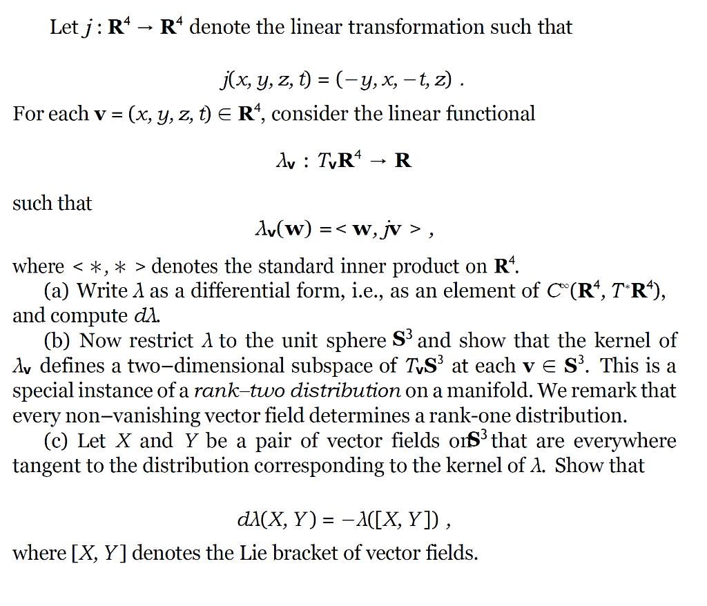 Solved Let j:R4→R4 denote the linear transformation such | Chegg.com