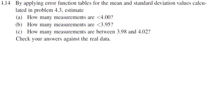 .14 By applying error function tables for the mean | Chegg.com