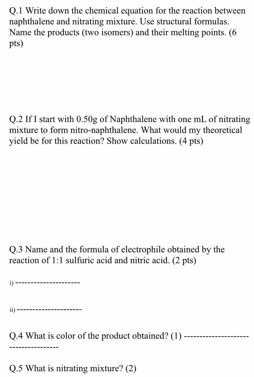 Solved Q.1 Write down the chemical equation for the reaction | Chegg.com
