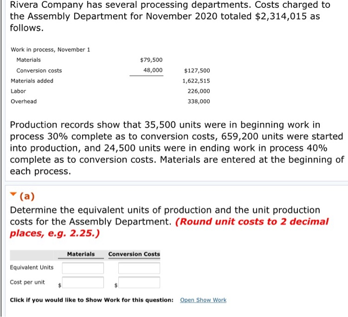 Solved determine the assignment cost to goods transferred | Chegg.com