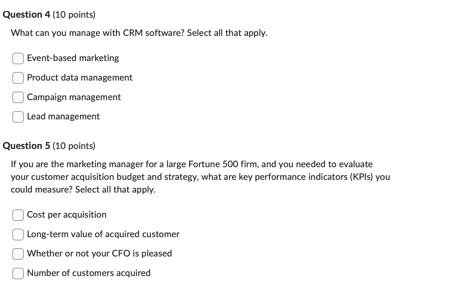 Solved What can you manage with CRM software? Select all | Chegg.com