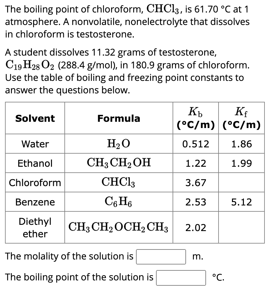 Solved The freezing point of benzene C6H6 is 5.50∘C at 1 | Chegg.com