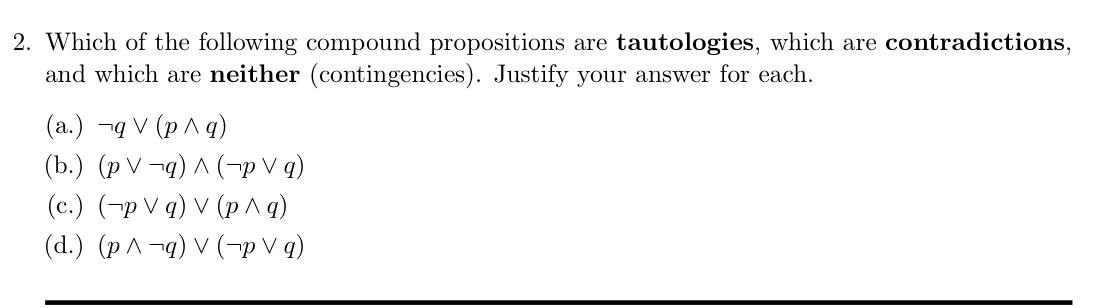 Solved 2. Which of the following compound propositions are | Chegg.com