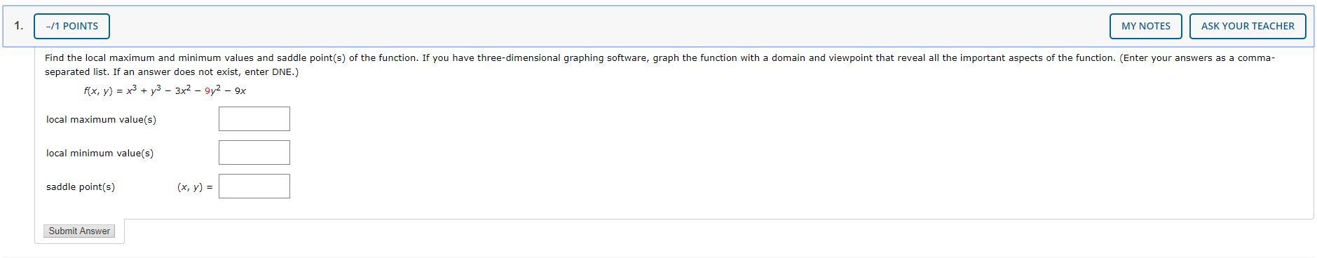 Solved -/1 POINTS MY NOTES ASK YOUR TEACHER Find the local | Chegg.com