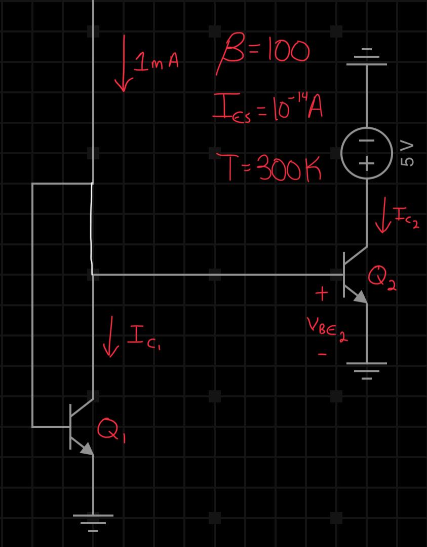Solved The transistors (Q1 and Q2) are identical. Find Vbe2 | Chegg.com