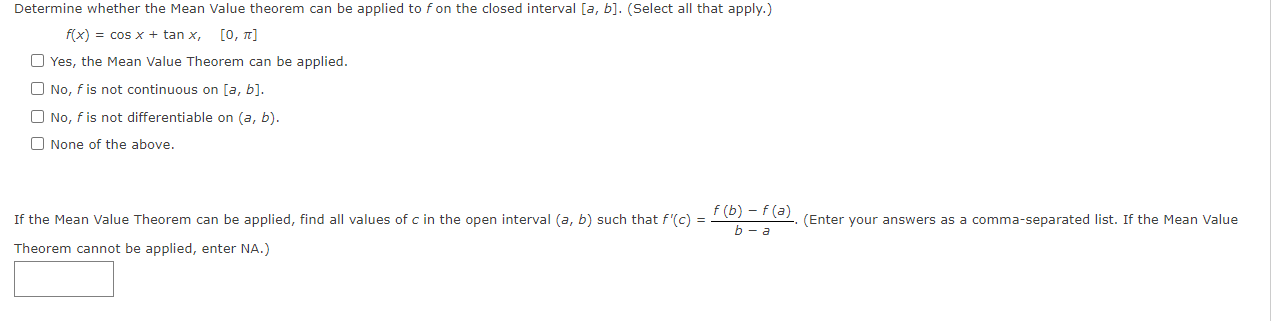 Solved Determine whether the Mean Value theorem can be | Chegg.com