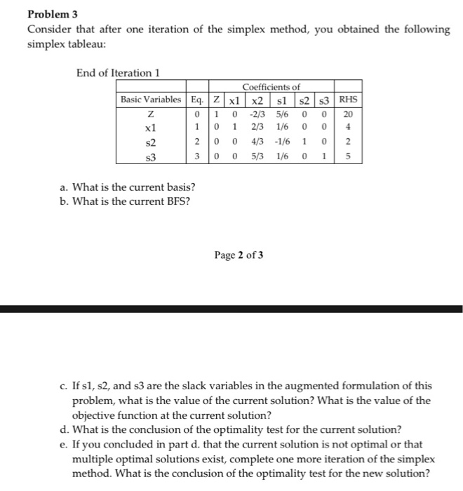 Problem 3 Consider that after one iteration of the | Chegg.com