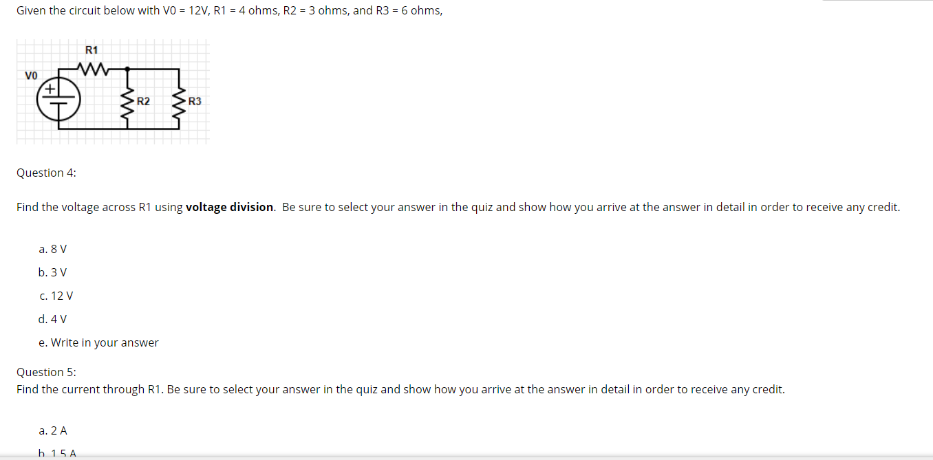 Solved Given the circuit below with VO = 12V, R1 = 4 ohms, | Chegg.com