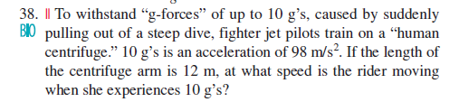 Solved 38. || To withstand "g-forces" of up to 10 g 's, | Chegg.com