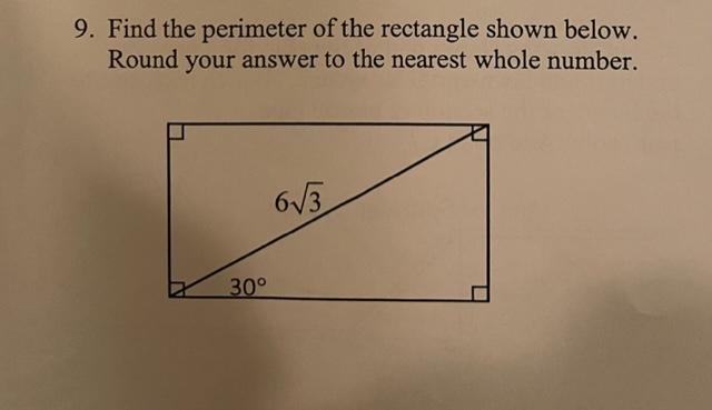 Solved 9. Find the perimeter of the rectangle shown below. | Chegg.com