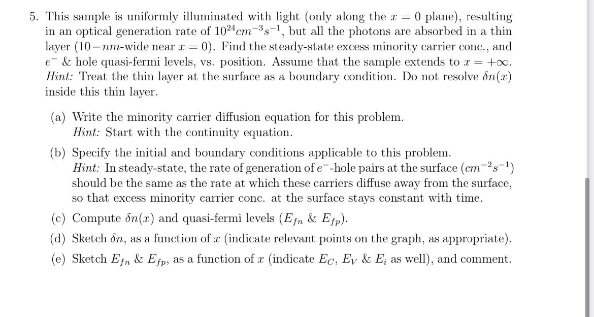 Solved 5. This sample is uniformly illuminated with light | Chegg.com