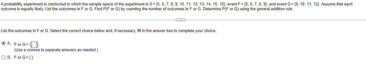 Solved List the outcomes in F or G. Select the correct | Chegg.com