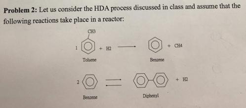 Problem 2: Let us consider the HDA process discussed | Chegg.com