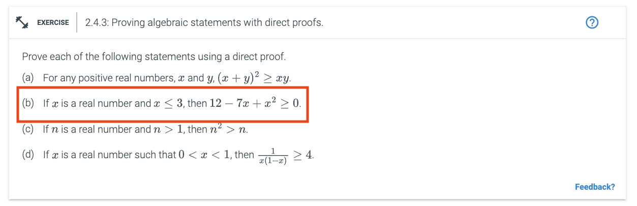 Solved 2.4.3: Proving algebraic statements with direct | Chegg.com