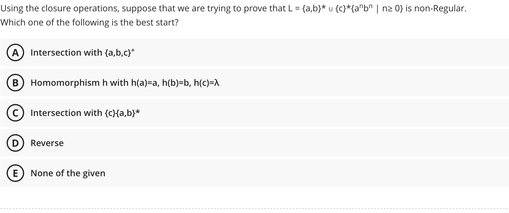 Solved Using the closure operations, suppose that we are | Chegg.com