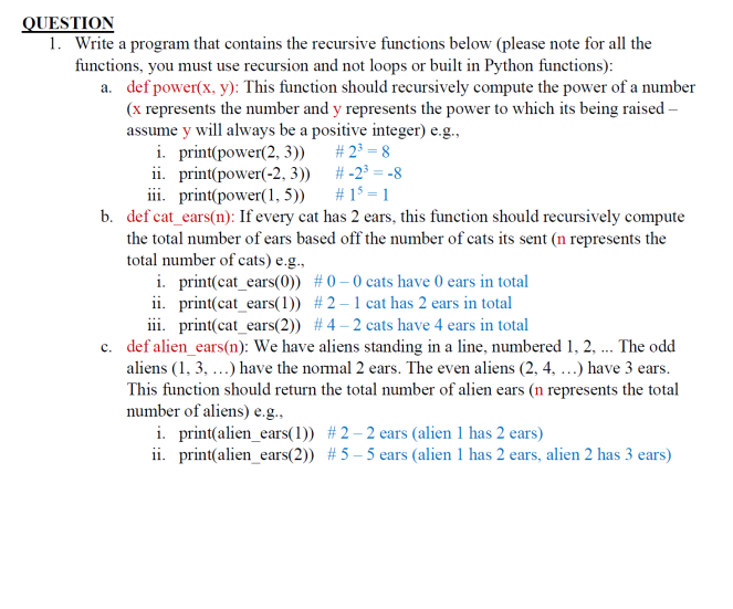 Solved TION Write a program that contains the recursive | Chegg.com