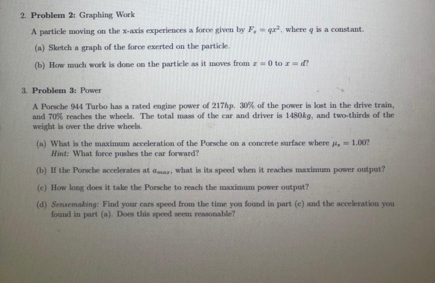 Solved 2. Problem 2: Graphing Work A particle moving on the | Chegg.com
