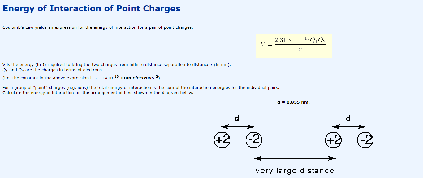 Solved Energy of Interaction of Point Charges Coulomb's Law | Chegg.com