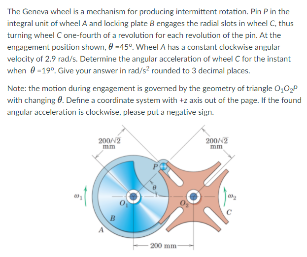Solved The Geneva wheel is a mechanism for producing | Chegg.com