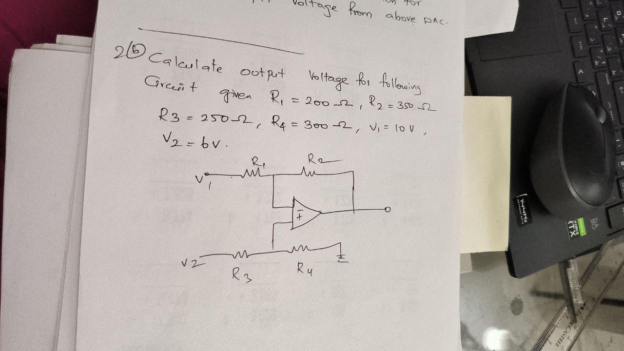 Solved 2(b) Calculate output voltage for following Gireit | Chegg.com