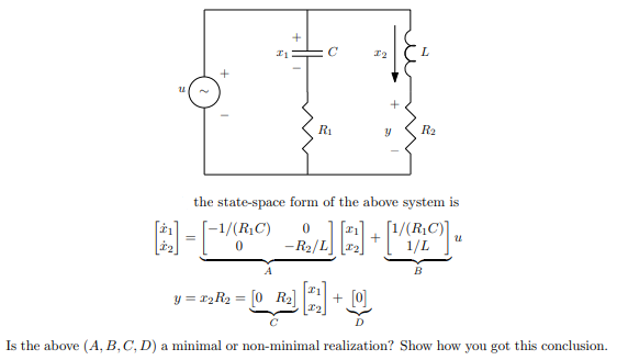 Solved the state-space form of the above system is | Chegg.com