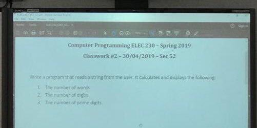 Solved Computer Programming Elec 230 Spring 2019 Classwork 