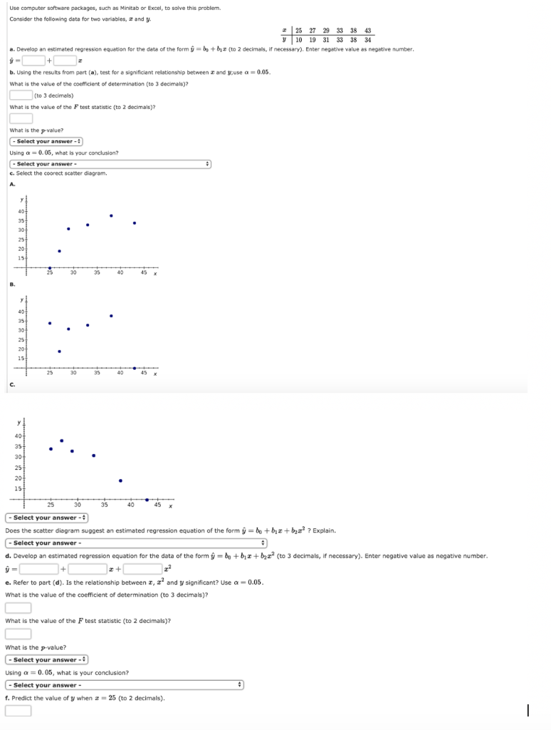 Solved Use computer software packages, such a Minitab or | Chegg.com