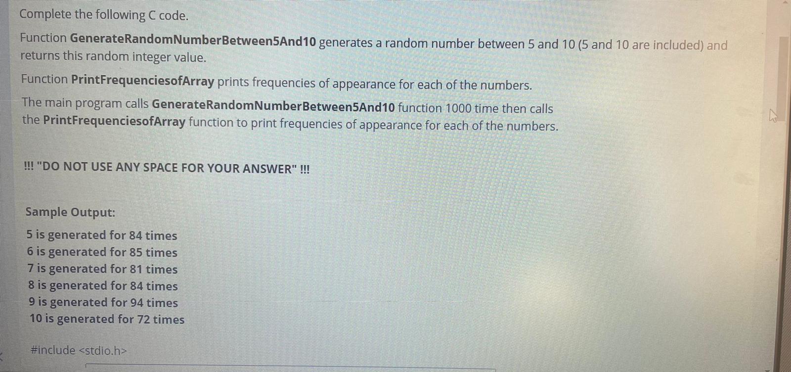 Solved Complete the following C code. Function | Chegg.com
