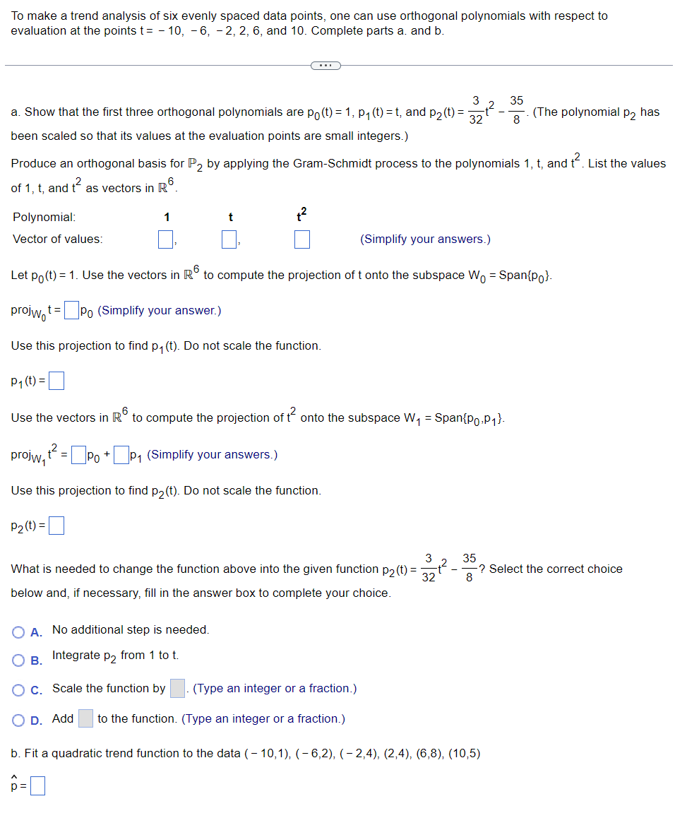 Solved To make a trend analysis of six evenly spaced data | Chegg.com