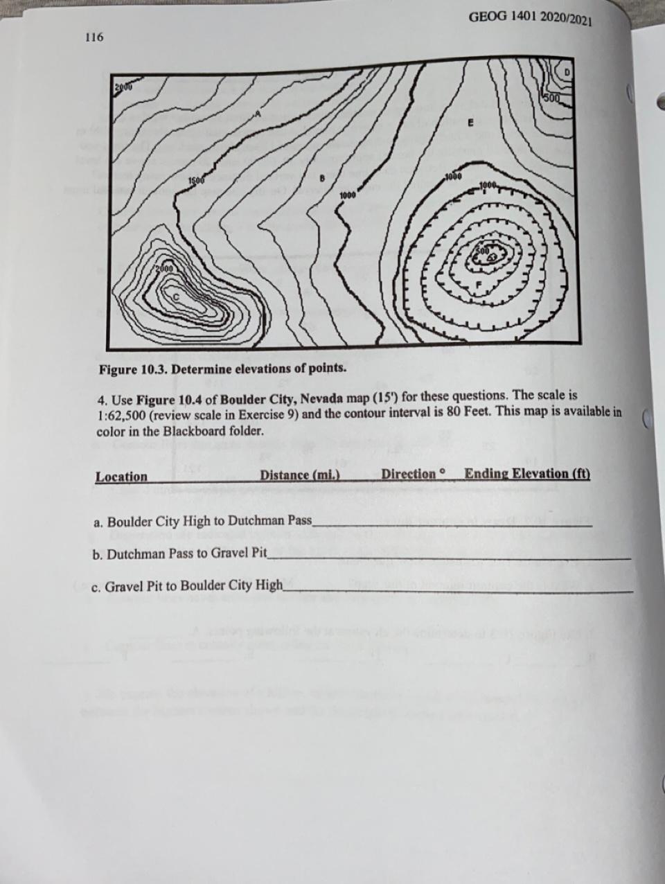 Solved GEOG 1401 2020/2021 116 1500 1000 Figure 10.3. | Chegg.com